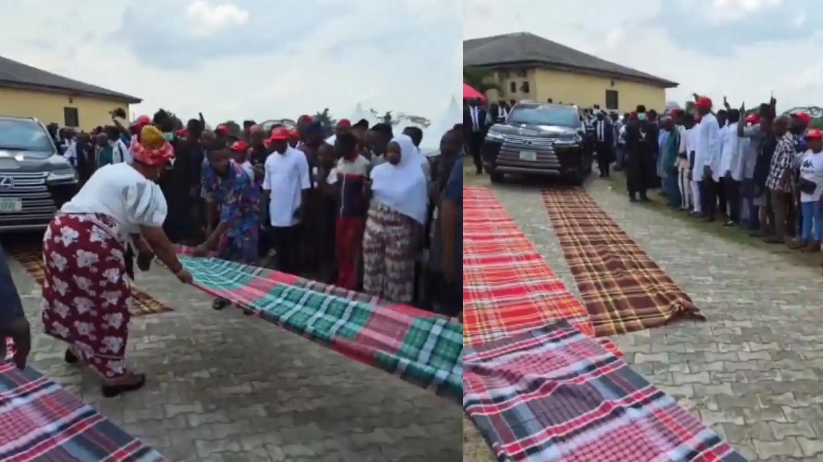 Rivers women spread wrappers on road for Wike's convoy to pass (Video ...