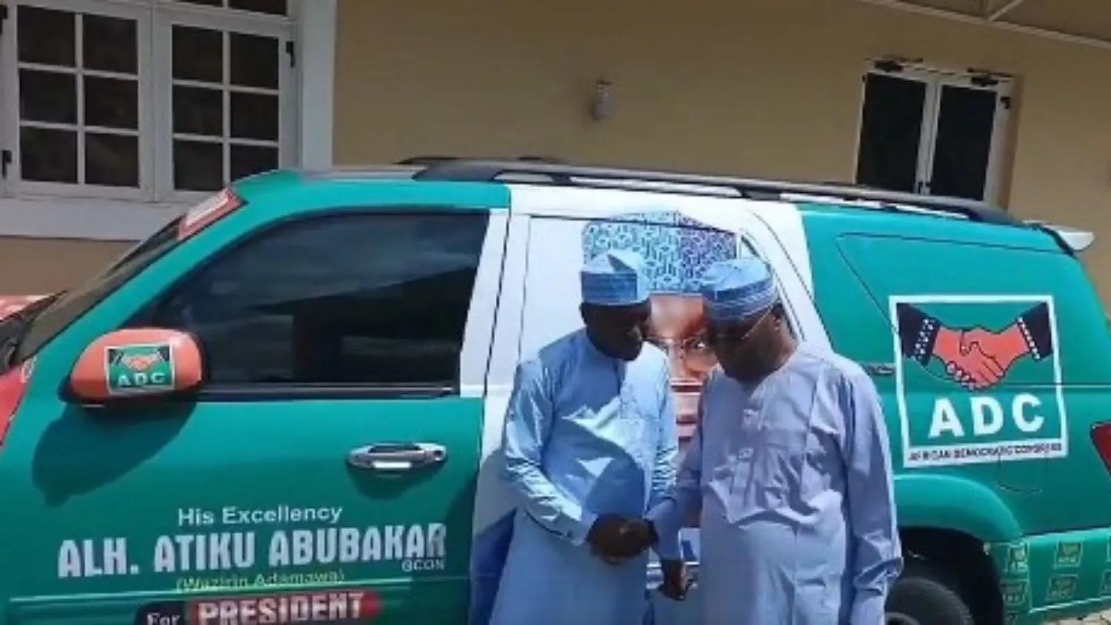 Atiku spotted with branded campaign vehicle for 2027 presidential ...