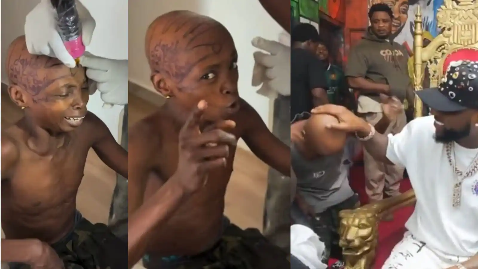 Kolu tattoos Davido’s handprint on his head after OBO touches the head ...