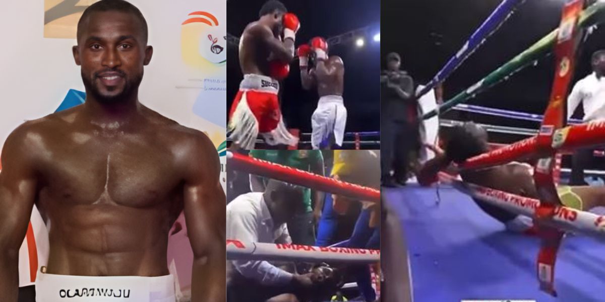 Shock as Nigerian boxer Segun Olanrewanju collapses to his death inside ...
