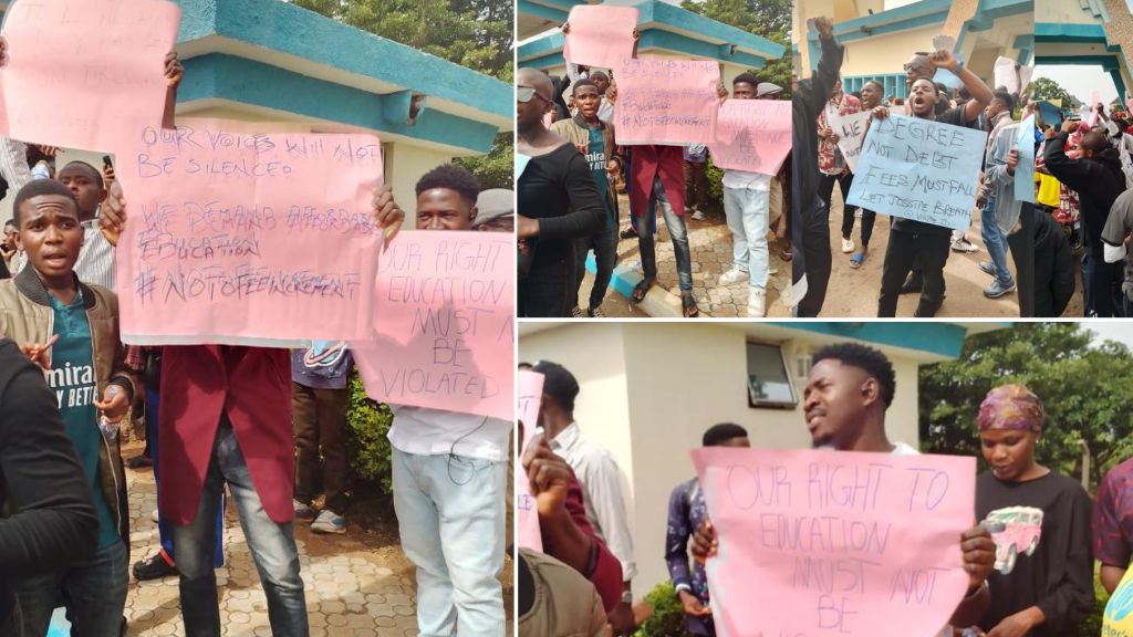 JUST IN: UNIJOS students protest over 300% increment in school fees ...