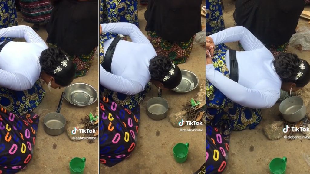 "What if her wigs catch fire?" - Video trends as beautiful bride kneels ...