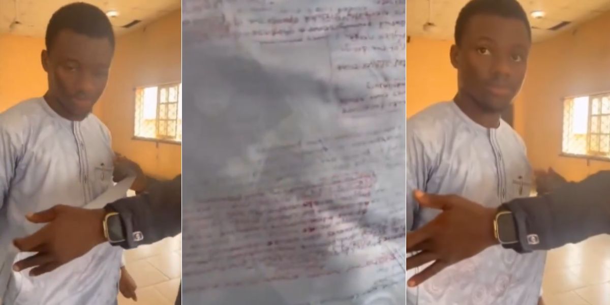 Male student caught cheating during school exams as lecturer finds ...